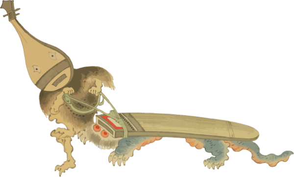 Freebie PNG – A feather demon with a long stick | Ukiyoe Stock